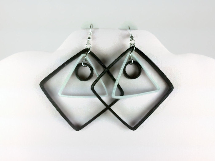 Modern Black and White Geometric Earrings Sweethearts and Crafts
